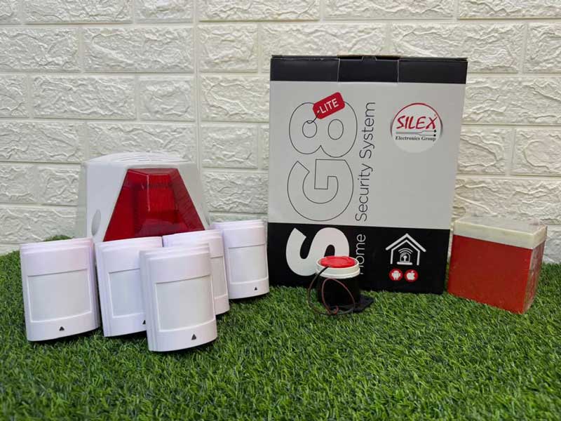 پکیج دزدگیر سایلکس SG8-Lite سیم کارتی با 5 چشمی پرو (Pro)، باتری-فلاشر پیزو-با گارانتی 2 ساله